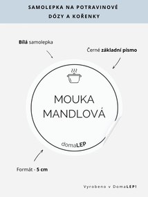 MOUKA MANDLOVÁ - omyvatelná samolepka na dózu, výběr rozměrů Ø 5 cm / 5 x 5 cm / 6 x 8 cm | DomaLEP