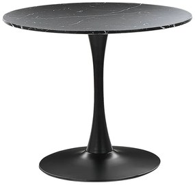 Kulatý jídelní stůl ⌀ 90 cm s mramorovým efektem černý BOCA Beliani