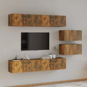 6dílný set TV skříněk kouřový dub kompozitní dřevo 3114603