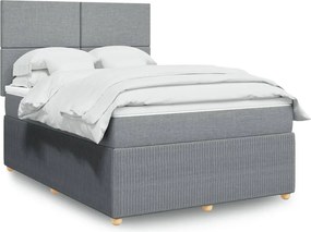 Box spring postel s matrací světle šedá 140 x 200 cm textil
