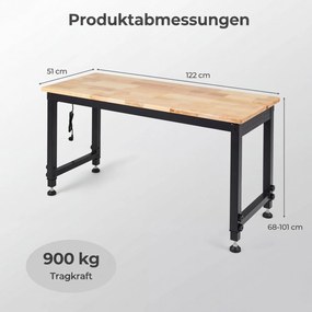 Costway 122 cm odolný pracovní stůl Výškově nastavitelný s kovovým rámem