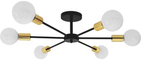 Toolight - Lampa spider-6 APP501-6C, černá-zlatá, OSW-01100