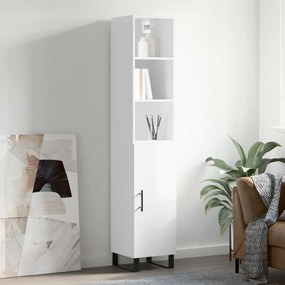 Skříň highboard bílá s vysokým leskem 34,5x34x180 cm kompozit,  3189663