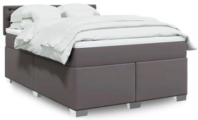 Box spring postel s matrací šedá 140x200 cm umělá kůže 3288426