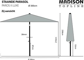 Madison Slunečník Paros II Luxe 300 cm [434712] Barva: Šalvějová zelená