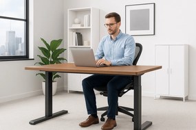 Herní stůl BR04 tmavě hnědý s černým rámem 120 cm