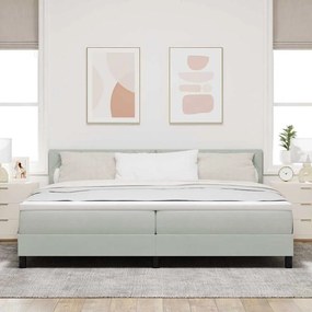 Postel s boxspringem s čelo Světle šedá 200 x 200 cm samet 3339260