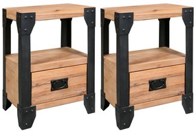 vidaXL Noční stolek 2 ks masivní akáciové dřevo a ocel 40 x 30 x 54 cm