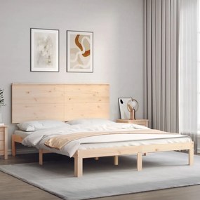Rám postele s čelem King Size masivní dřevo 3193666