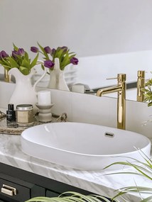 Laveo Pola, vysoká umyvadlová baterie h-297, zlatá lesklá, LAV-BAP_G2ND