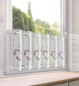 KRÁTKÁ ZÁCLONA NA POUTKÁCH LAVENDER 145X40 CM KVĚTY