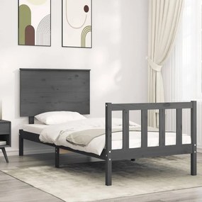 Rám postele s čelem šedý 90 x 200 cm masivní dřevo,  3193388 HangarStore.cz