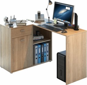 Rohový PC stůl, dub sonoma, KALIMERO