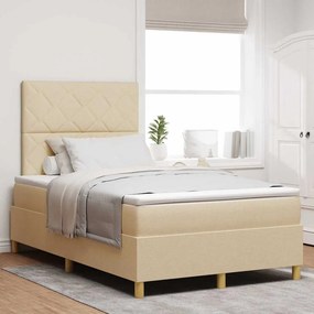 Postel s boxspringem s čelo Krémová 120 x 190 cm textil 3339684