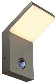 SLV 232915 Ordi, nástěnné venkovní svítidlo se senzorem, 9W LED, 3000K, antracit, výška 16,5cm, IP44