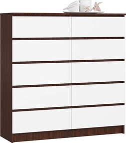 Komoda K120 10SZ wenge/bílá