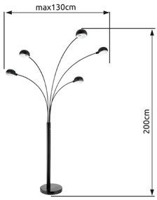 Globo 58228NB - Stojací lampa SEYMOUR 5xE14/40W/230V černá