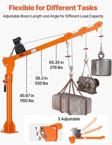 Elektrický autojeřáb, Teleskopický výložník otočný o 360° VEVOR – 1660 × 210 × 1290 mm