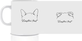 Personalizovaný klasický bílý keramický hrníček 300 ml se zvířecími oušky