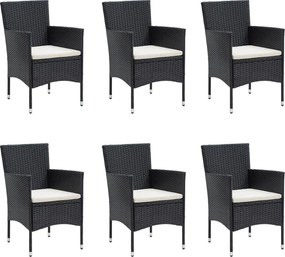 7dílný zahradní jídelní set s poduškami černý 3156601