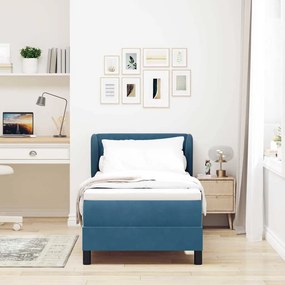 Postel s boxspringem s čelo Tmavě moddrá 80 x 200 cm samet 3340308