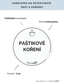 Samolepka na kořenky PAŠTIKOVÉ KOŘENÍ průhledná 5 cm tučné písmo