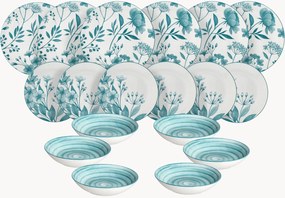 Sada porcelánového nádobí Madison Coralie Teal, pro 6 osob, 18 dílů