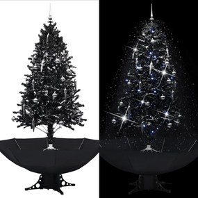 vidaXL Sněžící vánoční stromek s deštníkovým stojanem černý 190 cm PVC