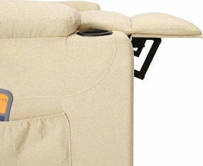 Elektrické masážní křeslo krémové textil 3098836
