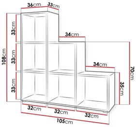 Knihovna TRIO 108x105 cm dub sonoma