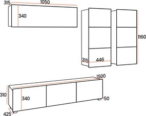 GAB Obývací stěna LORONA 6, Bílá