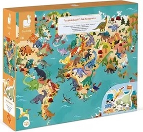 JANOD Vzdělávací puzzle Dinosauři / 200 dílků / 50 figurek / 99 x 69 c