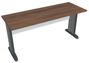 Stůl pracovní rovný 160 cm hl. 60 cm - Hobis Cross CE 1600 Dekor stolové desky: ořech, Dekor lamino podnože: šedá, Barva nohou: černá
