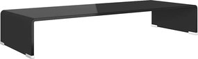 TV stolek / podstavec na monitor sklo černý 80x30x13 cm 244137