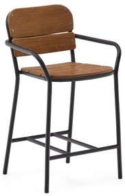Černo-hnědá kovová zahradní barová židle Algueret – Kave Home