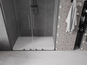 Mexen Velar L Duo, posuvné sprchové dveře do otvoru 160 cm, 8mm čiré sklo, grafit broušený, 871-160-003-02-66