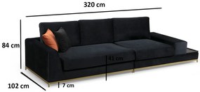 Hanah Home Čtyřmístná pohovka LINE s odkládacím stolkem černá 560ARE1315