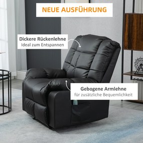Elektrické polohovací křeslo HOMCOM s masážní funkcí z imitace kůže, dřeva a oceli, černé 94x99x99 cm pro maximální pohodlí