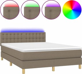 Box spring postel s matrací a LED taupe 140x190 cm textil 3134033