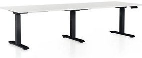 Výškově nastavitelný stůl OfficeTech Long, 240 x 80 cm, černá podnož, bílá
