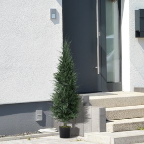 HOMCOM Velký Umělý Cypřiš 120 cm, Umělé Rostliny v Květináči, UV Odolný Umělý Cypřiš pro Dekoraci Obývacího pokoje, Ložnice, Kanceláře a Balkonu