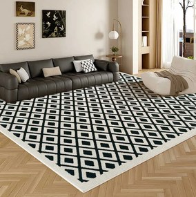TZ Černobílý obdélníkový koberec Strado Polo Chessboard s kosočtvercovým vzorem Rozměr: 160x230 cm