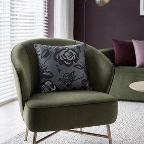 SCANquilt povlak SOFA květina černostříbrná 45 x 45 cm