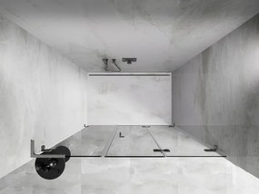 Mexen Lunar-F, L pravé sklápěcí sprchové dveře 150 cm, 8mm čiré sklo, ocelový profil, 836SL-150-050-97-00-P
