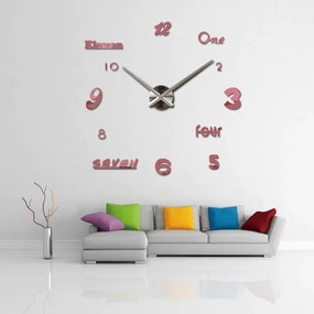 Nástěnné 3D hodiny - motiv čísla slovem Barva: Růžová
