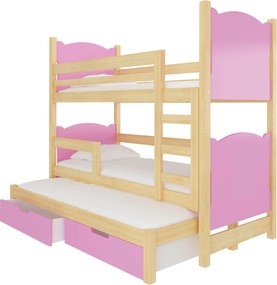 ADRK Furniture Patrová postel pro tři osoby s matracemi LETICIA CH-Let-PIN+P-D039