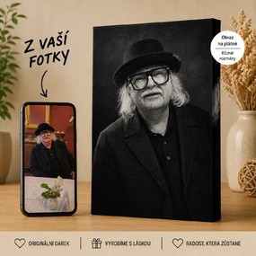 Foto obraz z vlastní fotky na plátno – Pánský černý studiový portrét Rozměry obrazu: 40 x 50 cm