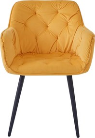 Designové křeslo TIRRA - látka Velvet, žlutá / černá