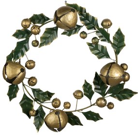 Vánoční kovový dekorativní věnec s rolničkami - Ø 48*9 cm