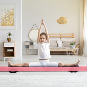 Costway 270 cm kladina dětská kladina skládací gymnastická kladina s – růžový